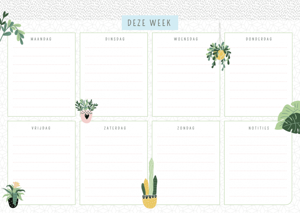 Weekplanner - Houseplants Kopen? ⋆ Invulboekjes.nl
