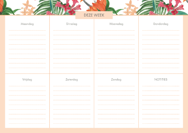 Weekplanner - Tropical Flowers Kopen? ⋆ Invulboekjes.nl