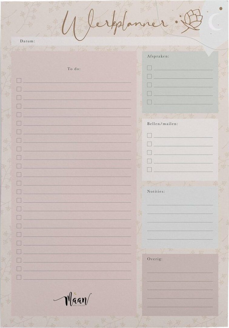 Maan Amsterdam Werkplanner - To do notitieblok - A4 Kopen? ⋆ ...