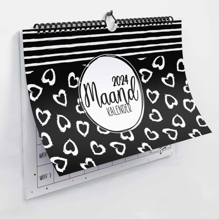 Fyllbooks Maandkalender 2023 - A4 - Zwart-wit Kopen? ⋆ Invulboekjes.nl