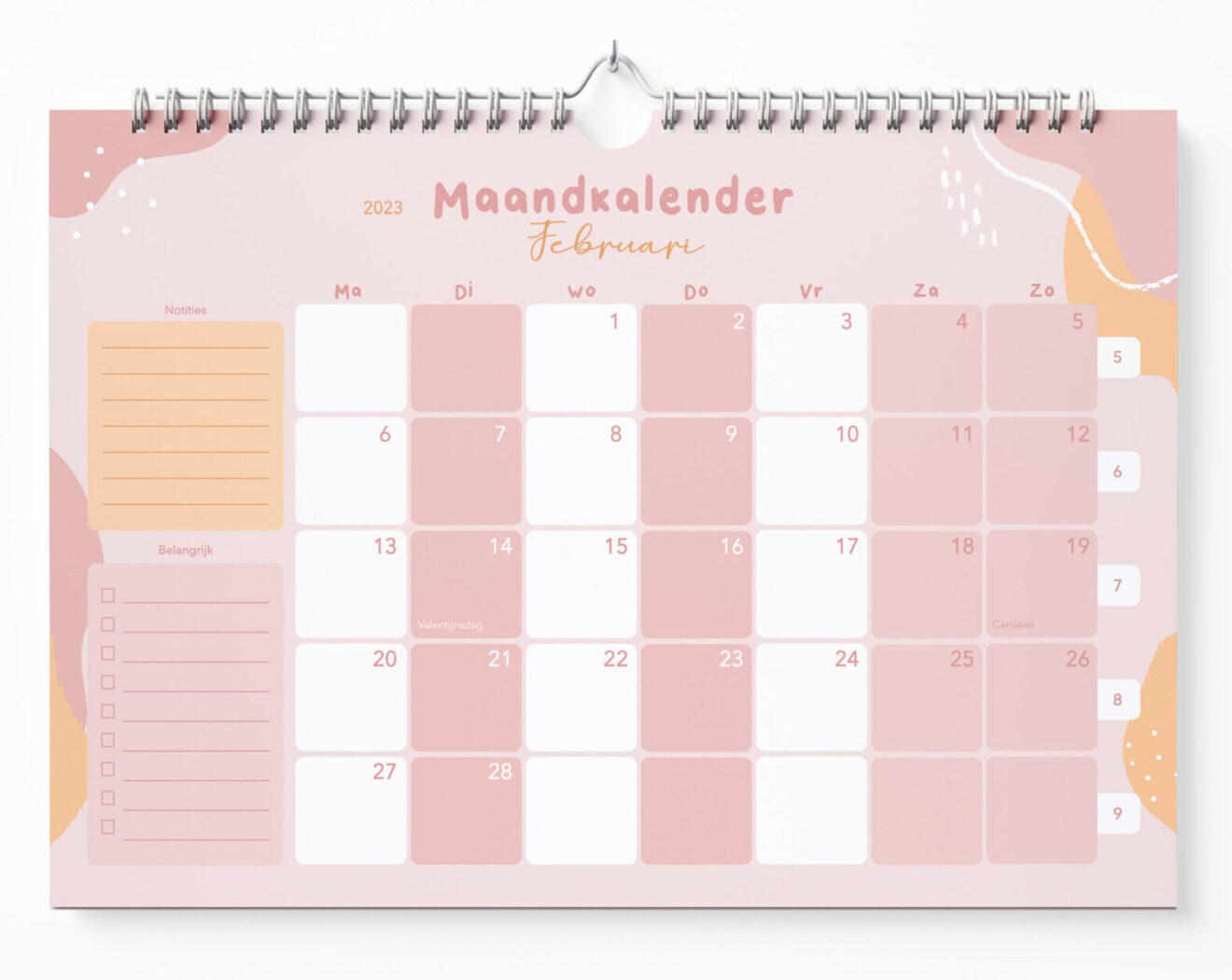Fyllbooks Maandkalender 2023 - A4 - Pastel Kopen? ⋆ Invulboekjes.nl