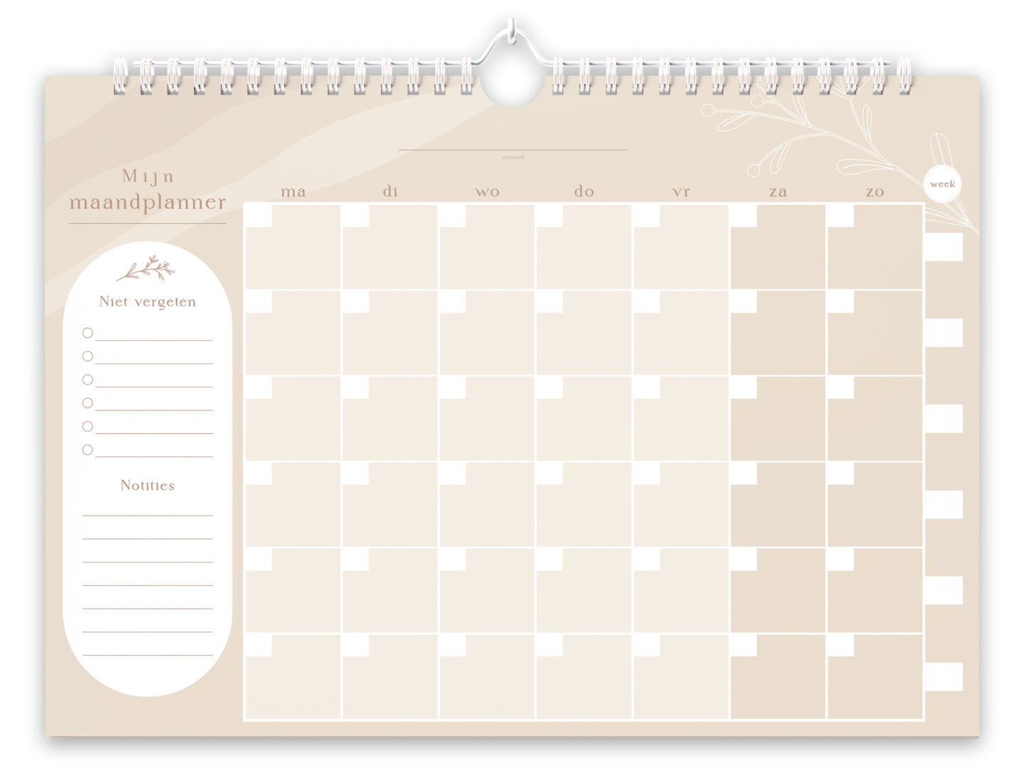 Fyllbooks Mijn Maandplanner A4 - Datumloos - Beige Kopen? ⋆ Invulboekjes.nl