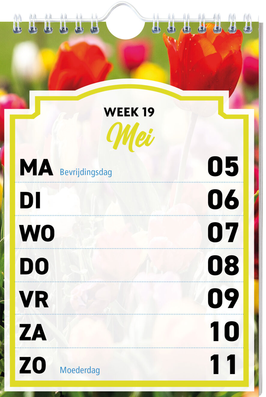 Grootletter Bloemen weekkalender - 2025 Kopen? ⋆ Invulboekjes.nl
